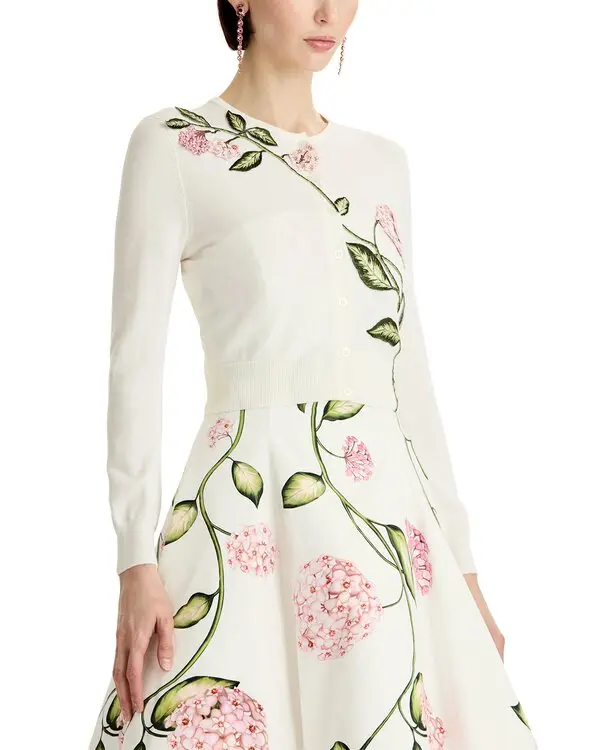 Oscar De La Renta Embroidered Wool Cardigan
