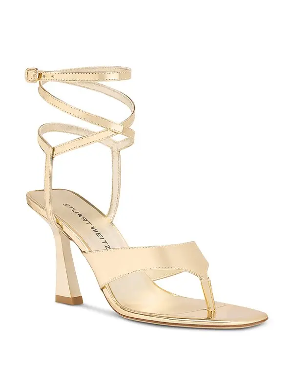 STUART WEITZMAN Vinnie 85 Ankle Strap Sandals - Platino