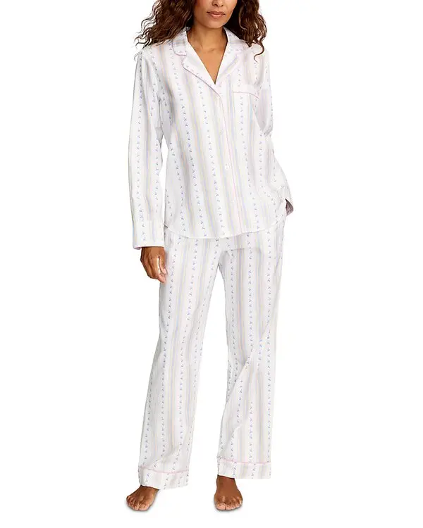 PETITE PLUME Shirt & Pants Pajama Set - White
