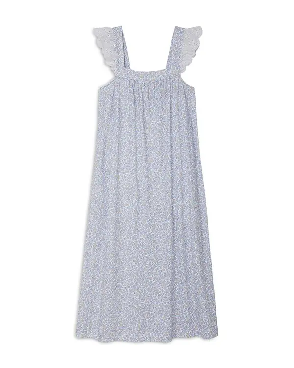 PETITE PLUME Colette Lace Trim Nightgown - White