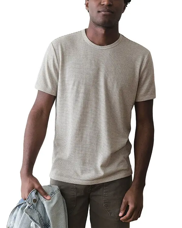Marine Layer Signature Jacquard Crew Tee - Whitecap/navy