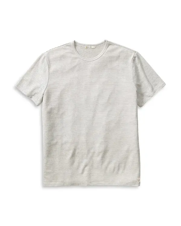 Marine Layer Signature Jacquard Crew Tee - Whitecap/navy