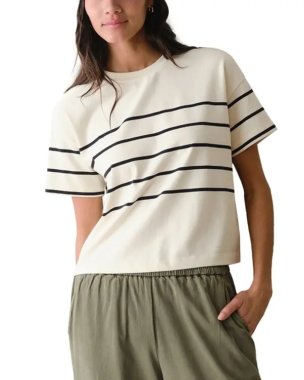 Marine Layer Luxe Sueded Crew Tee - Black/white