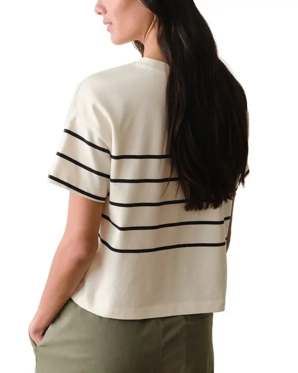 Marine Layer Luxe Sueded Crew Tee - Black/white