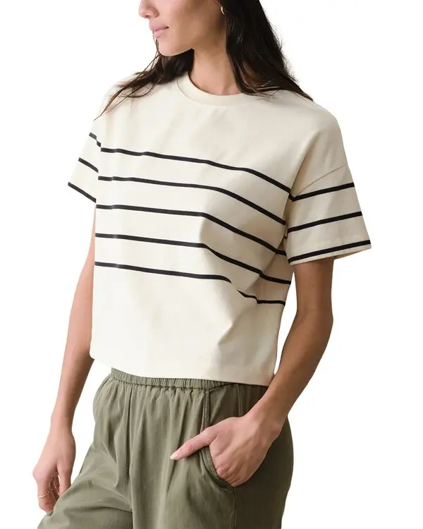 Marine Layer Luxe Sueded Crew Tee - Black/white