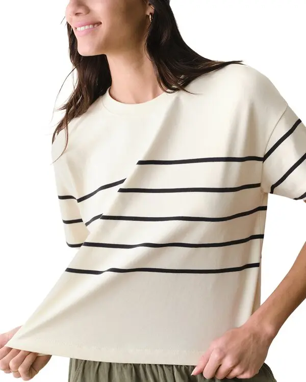 Marine Layer Luxe Sueded Crew Tee - Black/white