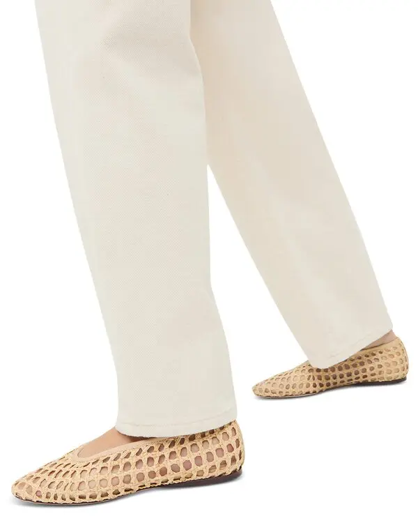 LOEFFLER RANDALL Tan Woven Raffia Ballet Flats