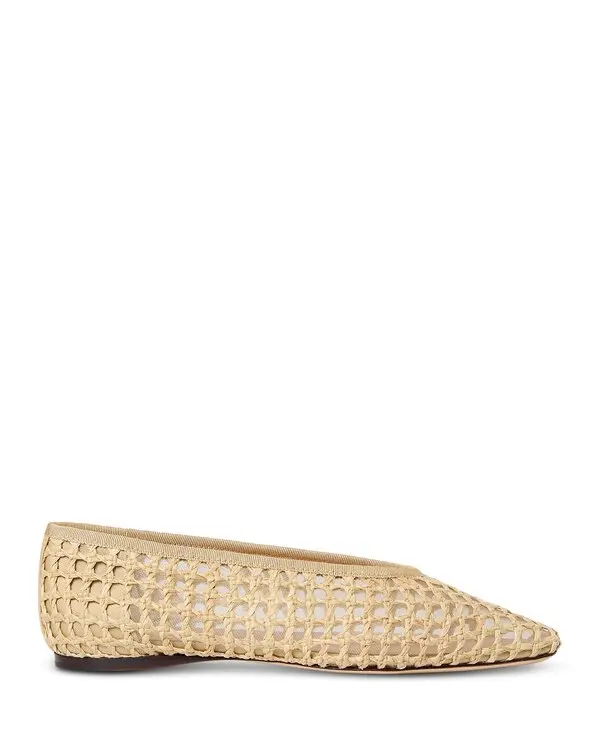 LOEFFLER RANDALL Tan Woven Raffia Ballet Flats