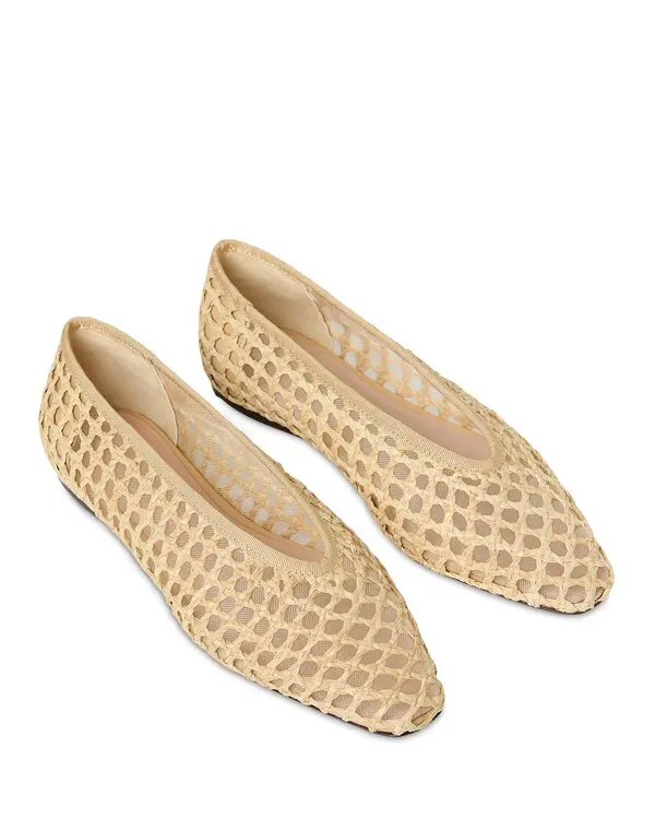 LOEFFLER RANDALL Tan Woven Raffia Ballet Flats