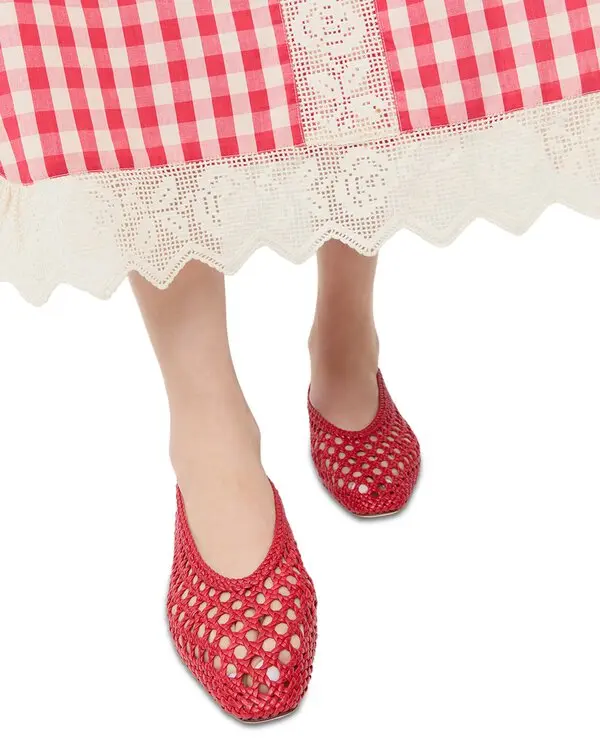 LOEFFLER RANDALL Woven Leather Ballet Flats - Red