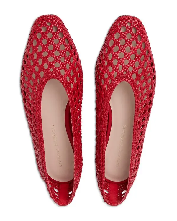 LOEFFLER RANDALL Woven Leather Ballet Flats - Red