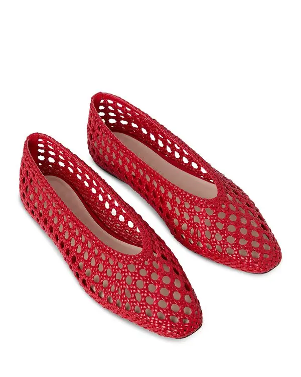 LOEFFLER RANDALL Woven Leather Ballet Flats - Red