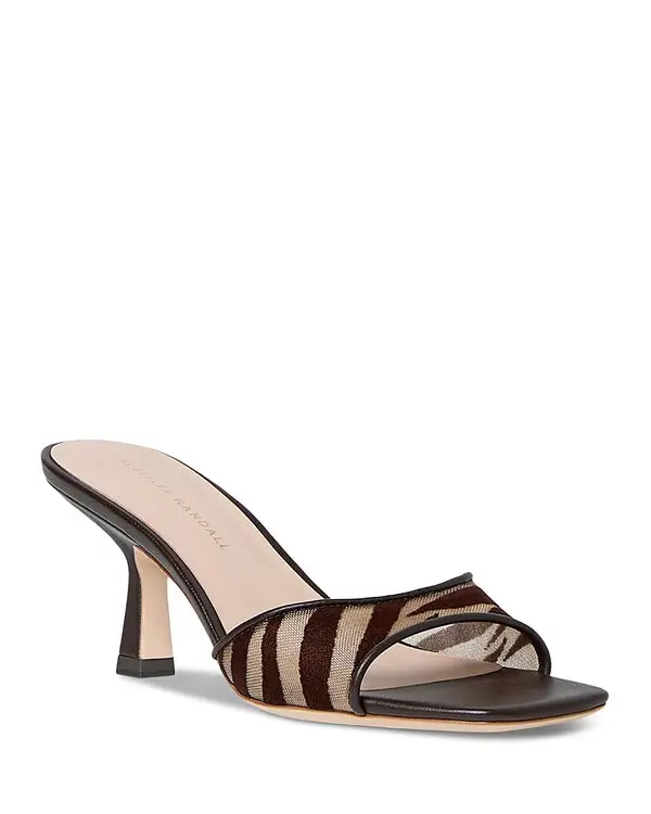 LOEFFLER RANDALL Zebra Print Mesh Fabric Mid-heel Sandals