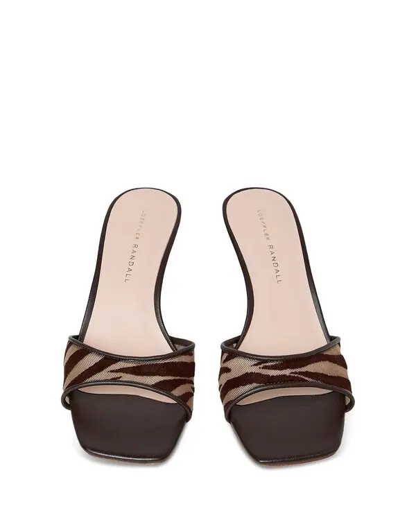 LOEFFLER RANDALL Zebra Print Mesh Fabric Mid-heel Sandals