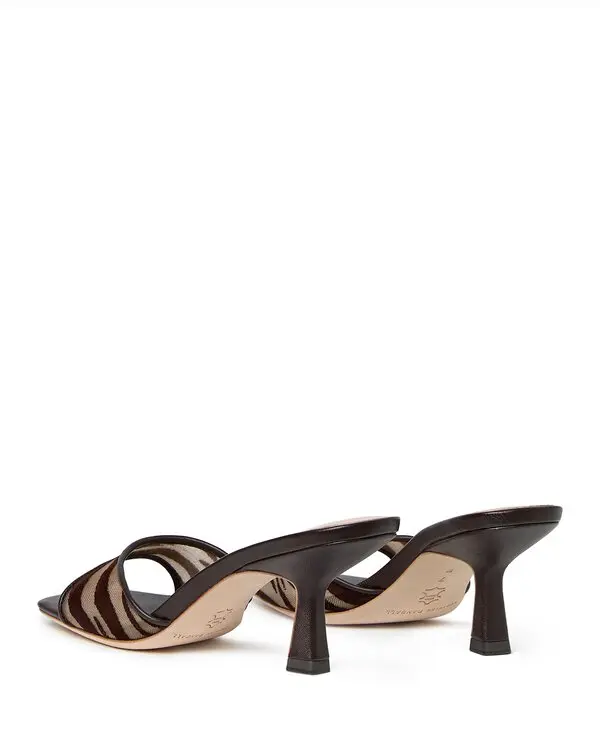 LOEFFLER RANDALL Zebra Print Mesh Fabric Mid-heel Sandals
