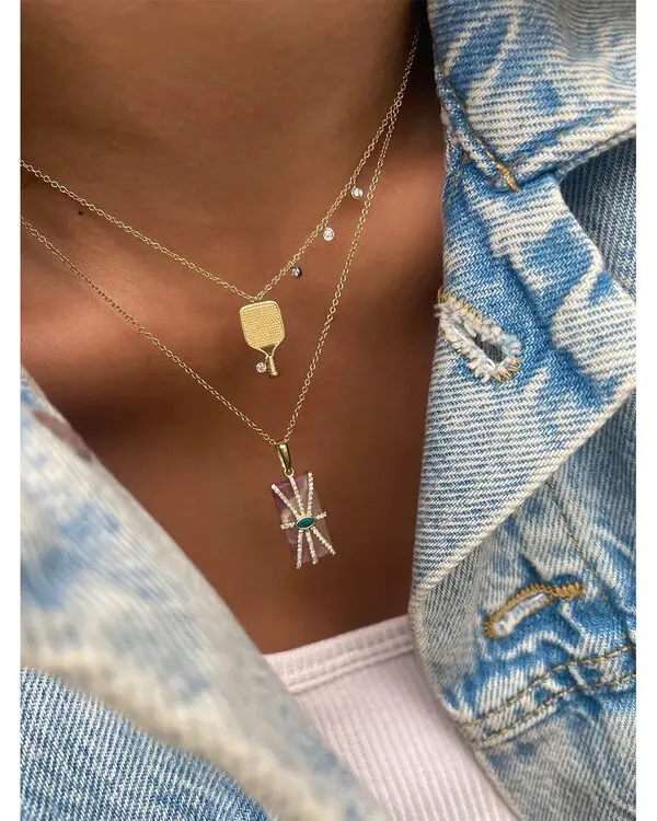 Meira T 14k Yellow Rectangle Pendant With Tourmaline, Opal And Diamond