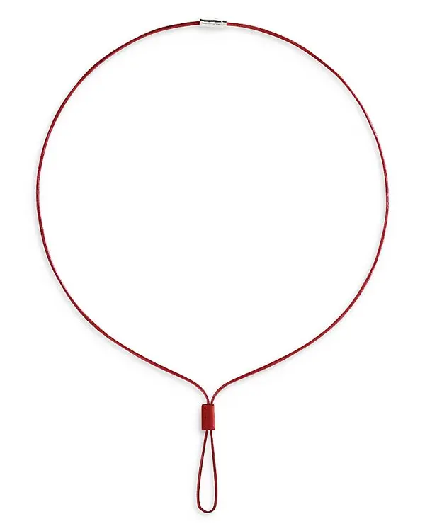 ANABEL ARAM Cheval Leather Necklace, 30 - Silver/rouge