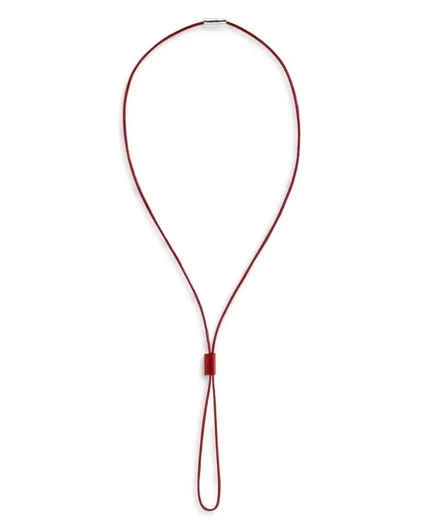 ANABEL ARAM Cheval Leather Necklace, 30 - Silver/rouge