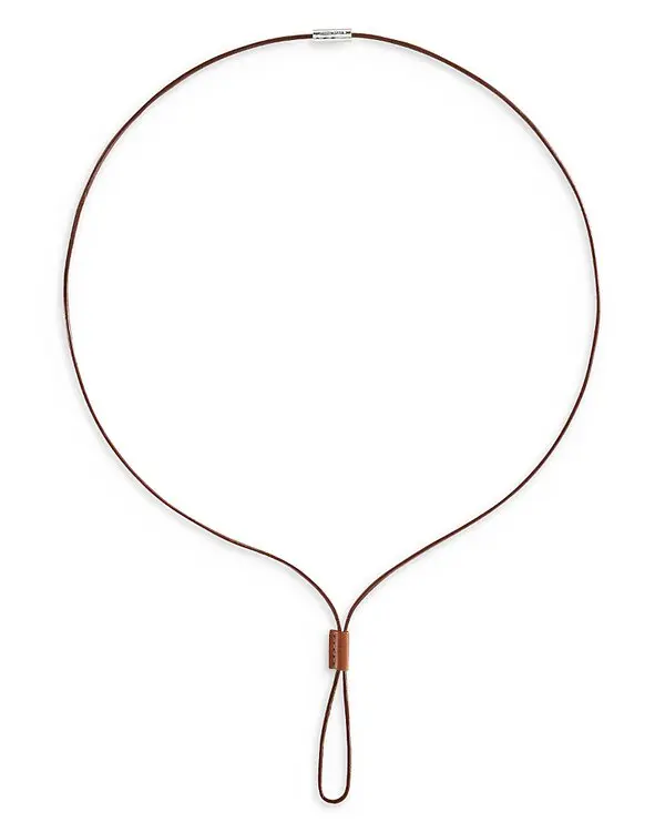 ANABEL ARAM Cheval Leather Necklace, 30 - Silver/saddle