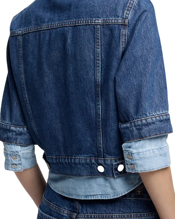 7 For All Mankind Double Layer Denim Trucker Jacket - Shadow