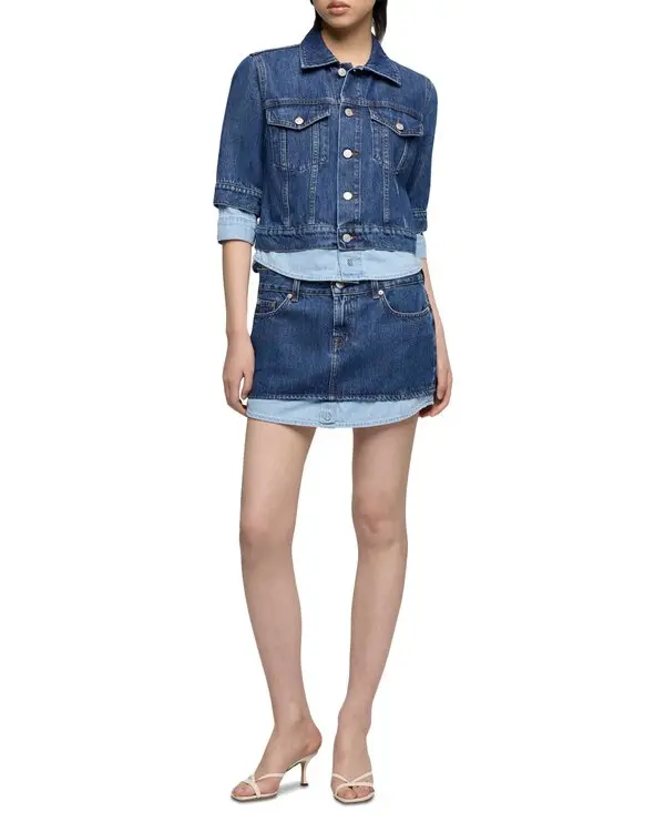 7 For All Mankind Double Layer Denim Mini Skirt