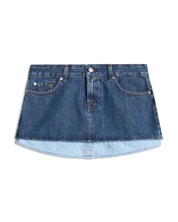 7 For All Mankind Double Layer Denim Mini Skirt