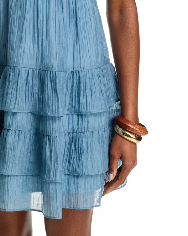 Aqua Ruffle Mini Dress - Slate Blue