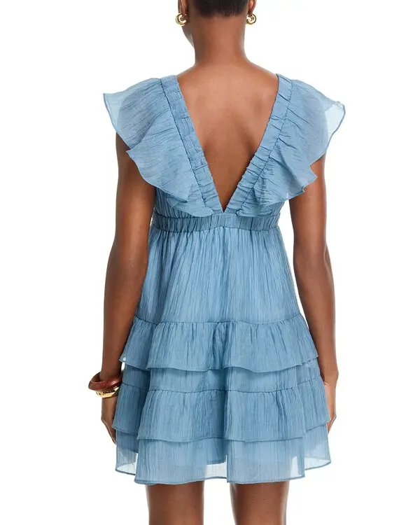 Aqua Ruffle Mini Dress - Slate Blue