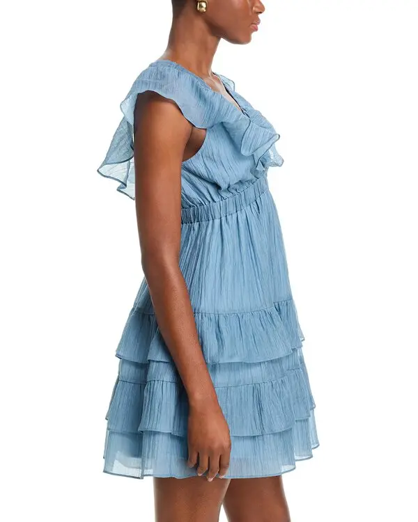 Aqua Ruffle Mini Dress - Slate Blue