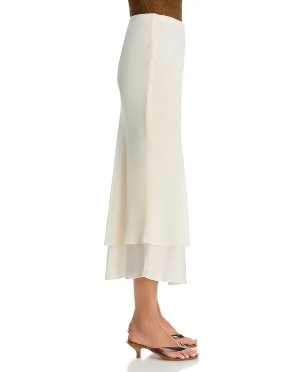 Aqua Double Layer Slip Midi Skirt