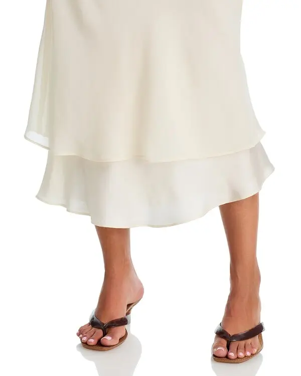 Aqua Double Layer Slip Midi Skirt