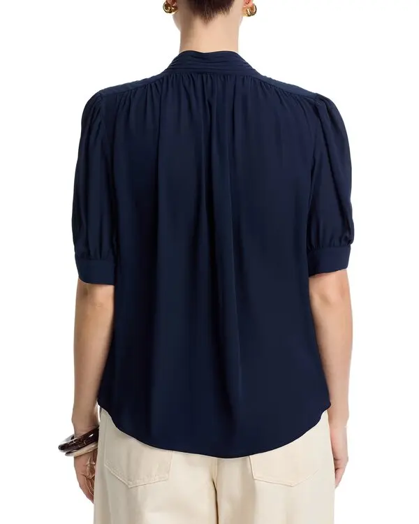 T Tahari Short Sleeve V-neck Top - Navy