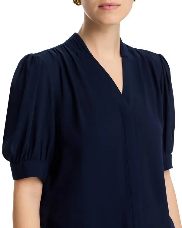 T Tahari Short Sleeve V-neck Top - Navy