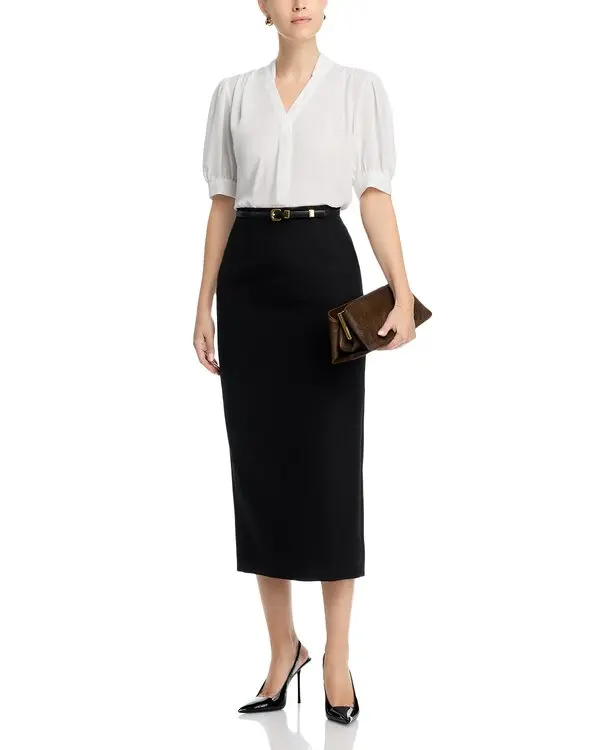 T Tahari Short Sleeve V-neck Top - White Star