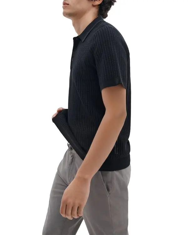 Rag & Bone Harvey Rib Polo Shirt - Black