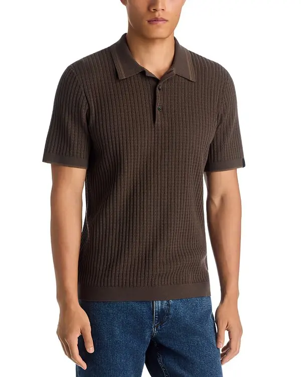 Rag & Bone Harvey Rib Polo Shirt - Stonewall