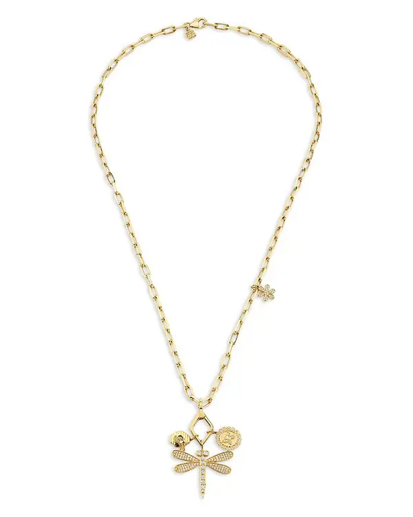 SYDNEY EVAN 14k Yellow Sapphire And Diamond Dragonfly Pendant Necklace - Gold