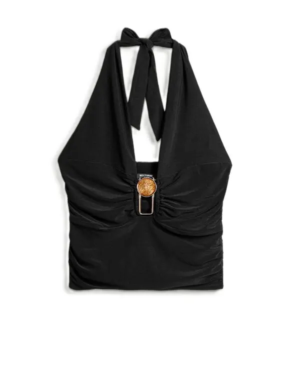 NOCTURNE Deep V Halter Blouse