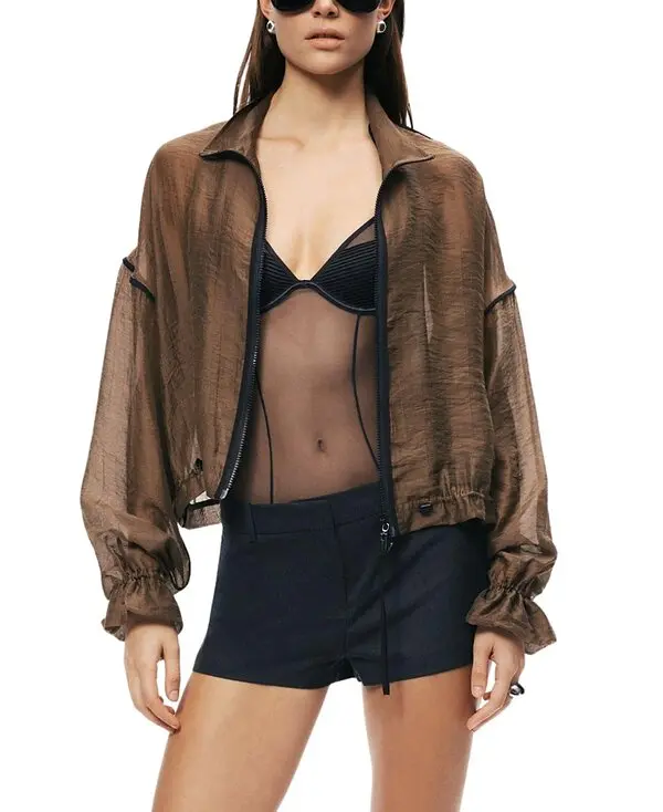 NOCTURNE Sheer Zip-front Jacket