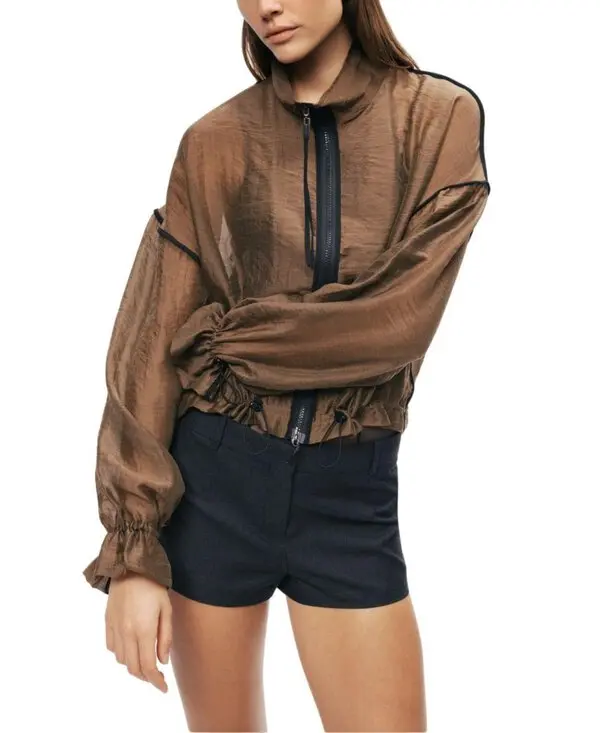 NOCTURNE Sheer Zip-front Jacket - Camel