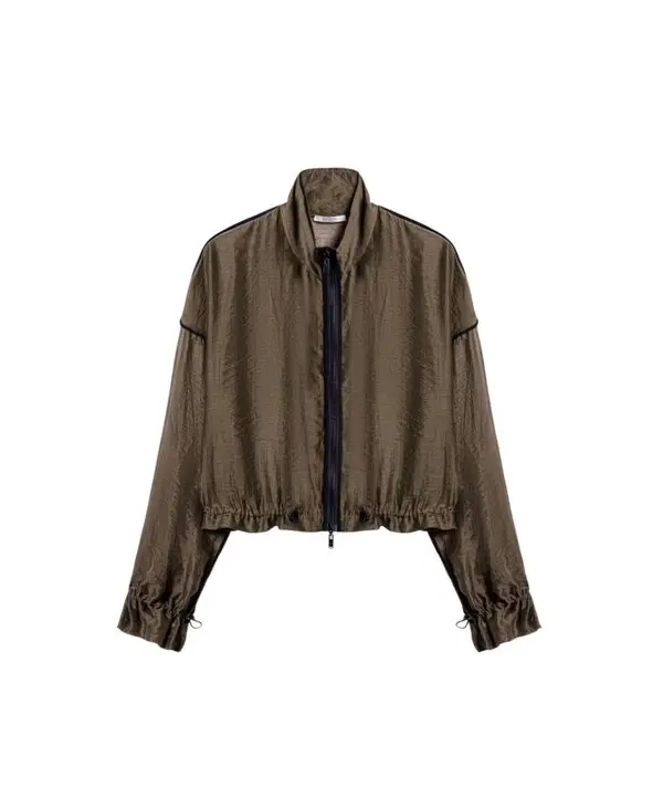 NOCTURNE Sheer Zip-front Jacket - Camel