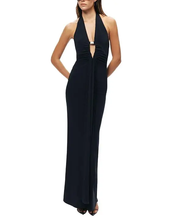 NOCTURNE Halter Neck Cut-out Maxi Dress - Black