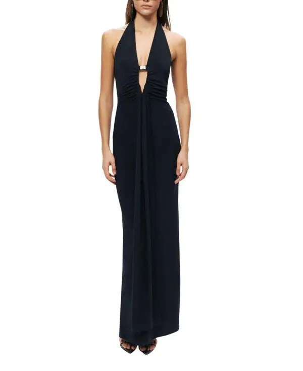 NOCTURNE Halter Neck Cut-out Maxi Dress - Black