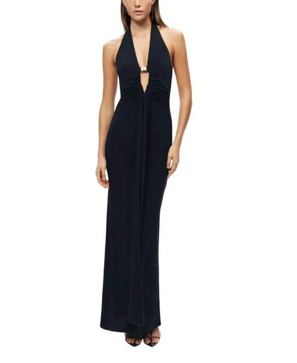 NOCTURNE Halter Neck Cut-out Maxi Dress - Black