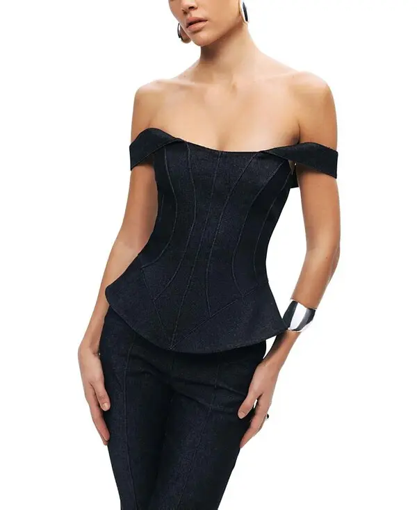 NOCTURNE Off-shoulder Sculpted Bustier - Black