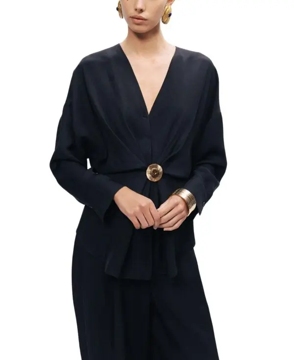 NOCTURNE Draped Buckle-detail Shirt