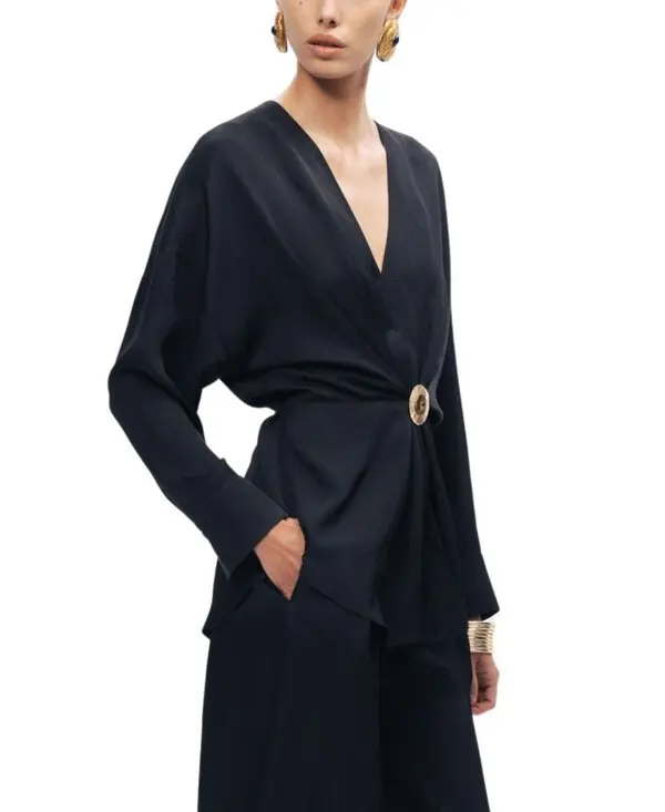 NOCTURNE Draped Buckle-detail Shirt