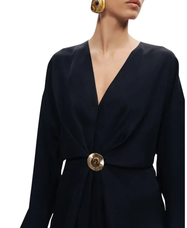 NOCTURNE Draped Buckle-detail Shirt
