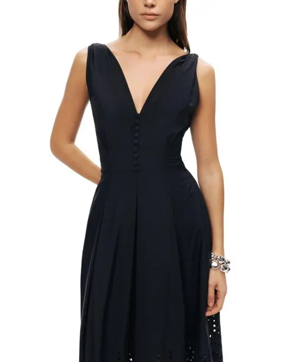 NOCTURNE Sleeveless Embroidered Midi Dress