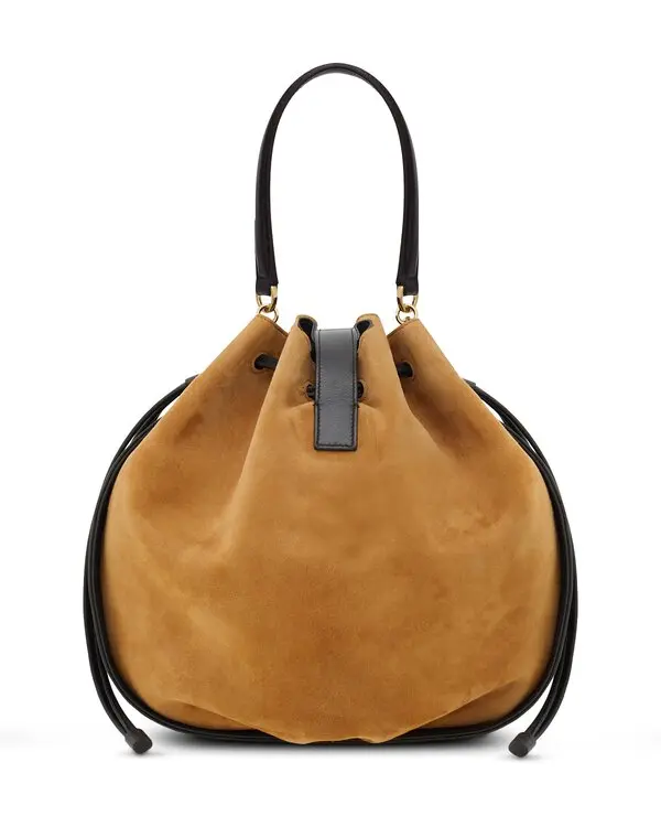 FERRAGAMO Hug Suede Bucket Bag - Naturale